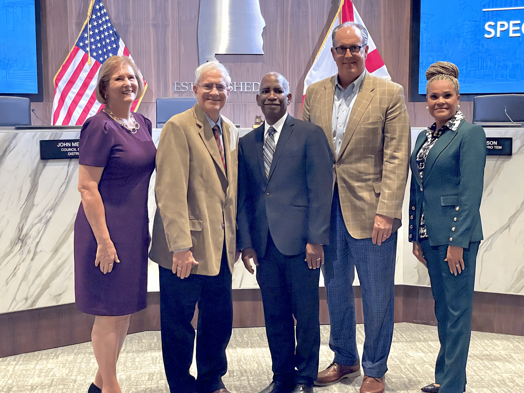 Mayor Tommy Battle, Council Members John Meredith and Michelle Watkins ...